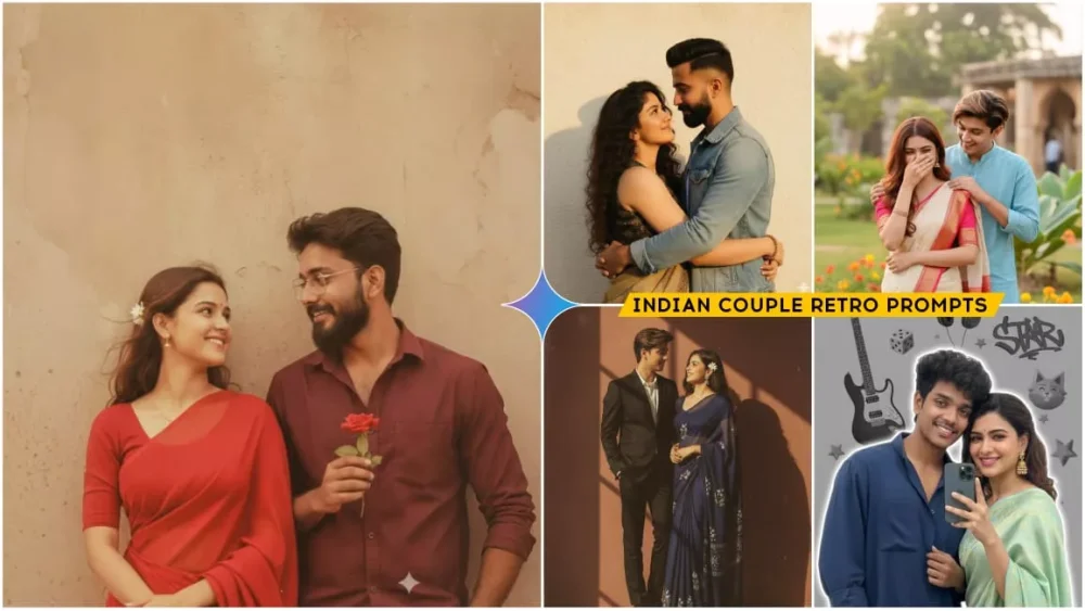Google Gemini Retro Indian Couple Ai Photo Editing Prompts With Real Face