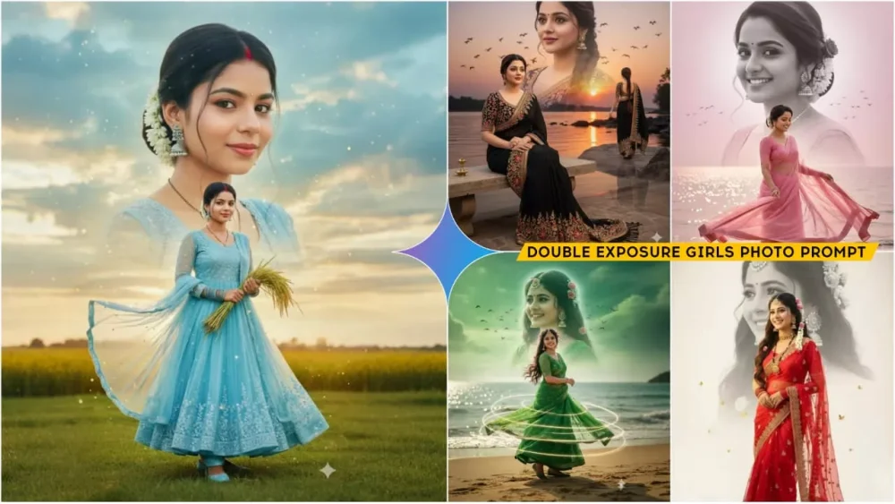 Google Gemini Double Exposure Girls Ai Photo Editing Prompts With Real Face